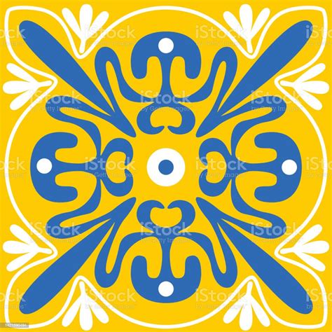 Azulejo 스페인어 포르투갈 스타일 세라믹 타일에 대한 대조 꽃 패턴 디자인을위한 벡터 일러스트레이션 대칭 만다라 인쇄 0