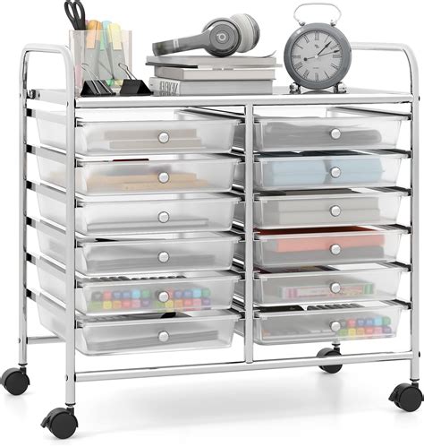 12 Drawers Rolling Cart Mobile Storage Drawer Cart Classroom