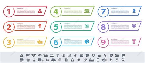 Infographic Design Business Concept With 9 Steps Vector Timeline Button