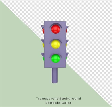 3d 그림 신호등 안전을 위한 빨간색 노란색 및 녹색 신호등이 있는 교통 신호 프리미엄 Psd 파일