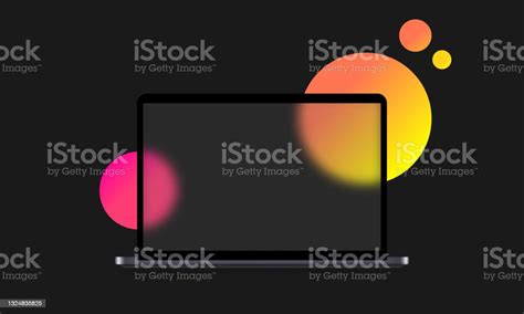 유리 형태주의 스타일 랩톱 템플릿입니다 노트북 아이콘입니다 투명 유리 플레이트 세트와 현실적인 유리 모피 효과 벡터 일러스트레이션 글래스모피즘에 대한 스톡 벡터 아트 및