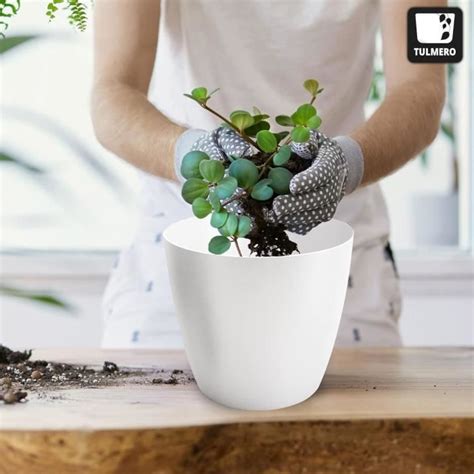 Pots de fleurs en plastique mat TRAHOO Lot de 2 Blanc Diamètre 20