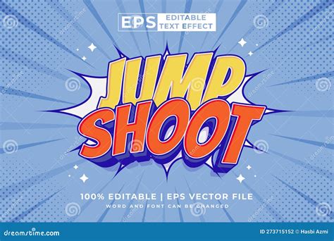 Editable Text Effect Jump Shoot Comic 3d Cartoon Style Premium Vector Stock Vector