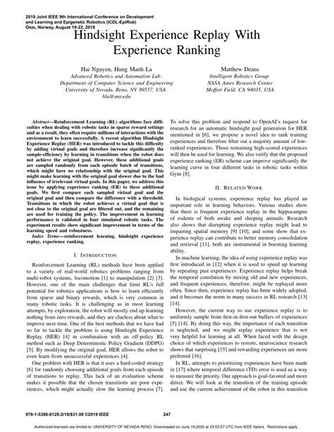 PDF Hindsight Experience Replay With Experience Ranking