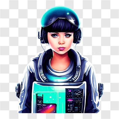 Download Astronaut Woman In Spacesuit With Colorful Elements Png Online