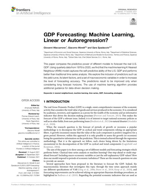 Pdf Gdp Forecasting Machine Learning Linear Or Autoregression