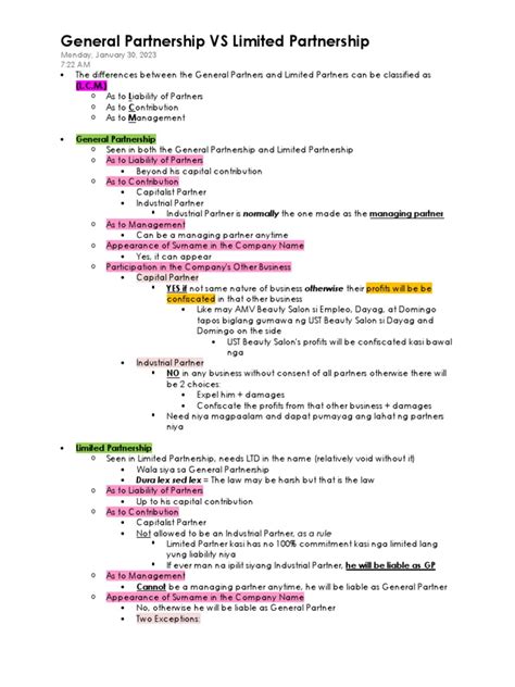12 General Partnership Vs Limited Partnership Pdf Limited