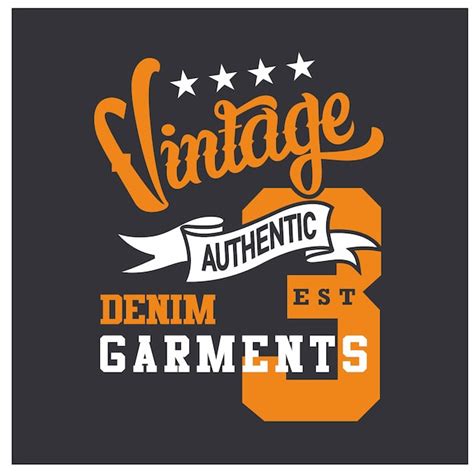 빈티지 디자인 정통 데님 의류 타이포그래피 프리미엄 벡터 프리미엄 벡터