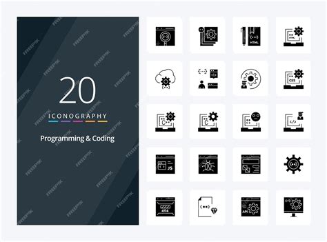 Premium Vector 20 Programming And Coding Solid Glyph Icon For Presentation Vector Icons