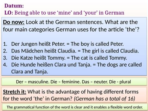 Lieblingssachen And The Use Of Meinmeinedeindeine German