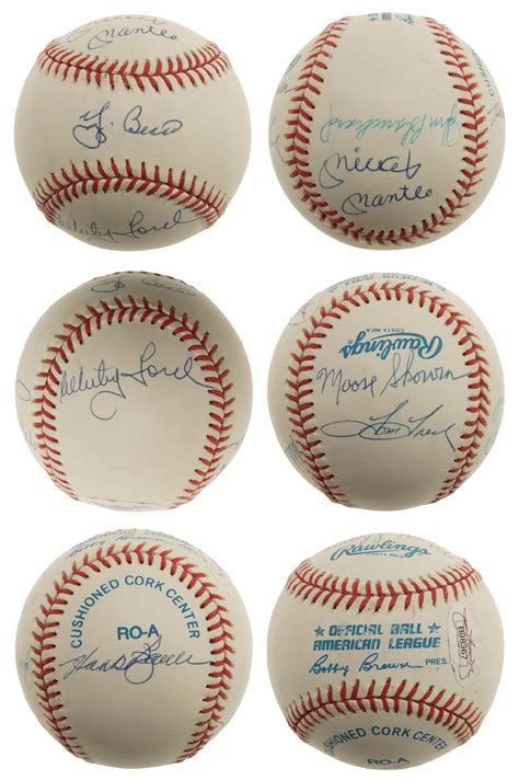 Yankees Hall Of Famers And Stars Oal Baseball Signed By 7 With Mickey