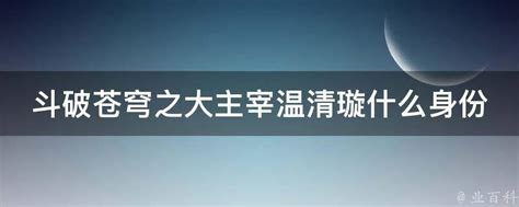 斗破苍穹之大主宰温清璇什么身份 业百科
