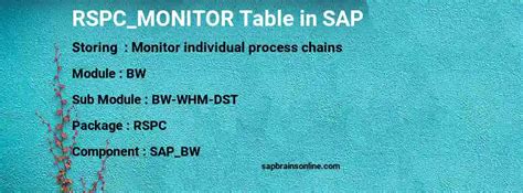 Rspcmonitor Sap Table For Monitor Individual Process Chains