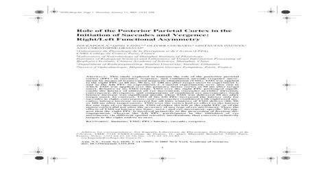 Role Of The Posterior Parietal Cortex In The Initiation Of