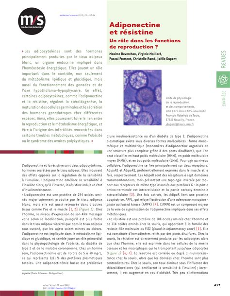 Pdf Adiponectin And Resistin A Role In The Reproductive Functions