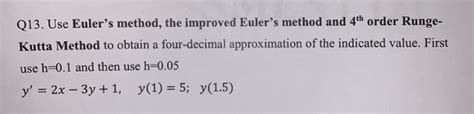Solved Q Use Euler S Method The Improved Euler S Method Chegg Com