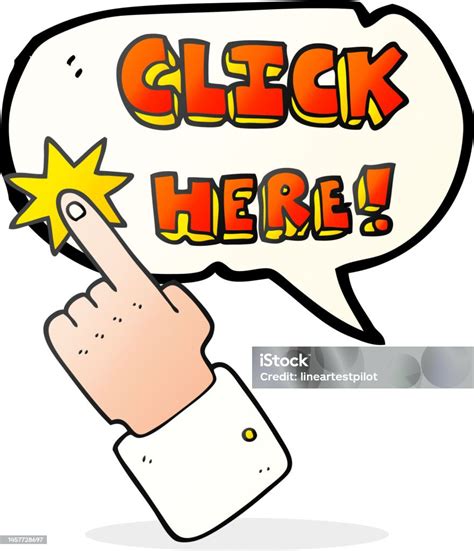 손으로 그린 말풍선 만화 여기를 클릭하십시오 손가락으로 서명 귀여운에 대한 스톡 벡터 아트 및 기타 이미지 귀여운 기이함 기포 Istock