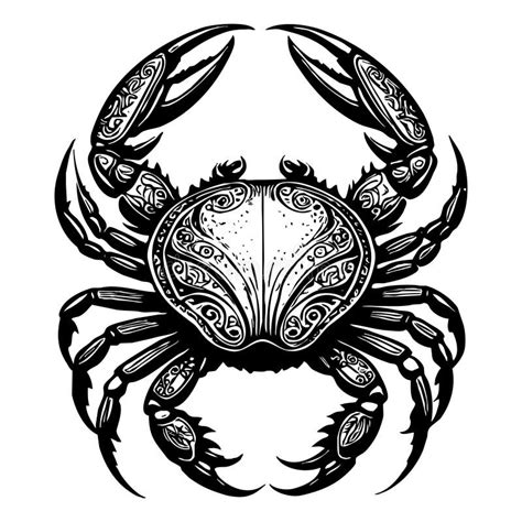 Crab Black And White Line Art Abstract Shape Stock Illustration