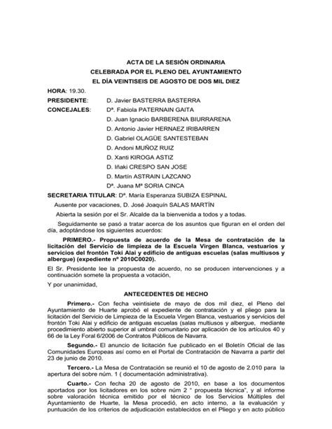 ACTA DE LA SESIÓN ORDINARIA CELEBRADA POR EL PLENO