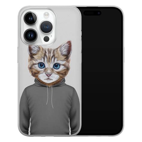 Iphone 14 Pro Siliconen Hoesje Poezenhoofd Leuke Telefoonhoesjes