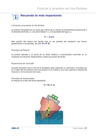 Fuerza y Presión en los Fluidos PDF
