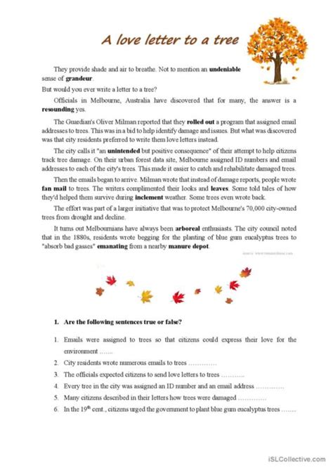 715 Tree English Esl Worksheets Pdf And Doc