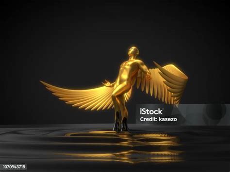 황금 천사 문자 검은 액체에서 상승입니다 3 차원 일러스트 레이 션 남자에 대한 스톡 사진 및 기타 이미지 남자 3차원