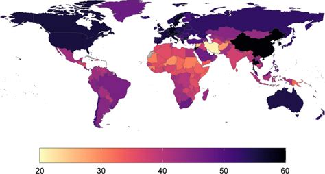 Heatmap Of Play Inequality Pi Oct 2020 2021 Countries Regions With