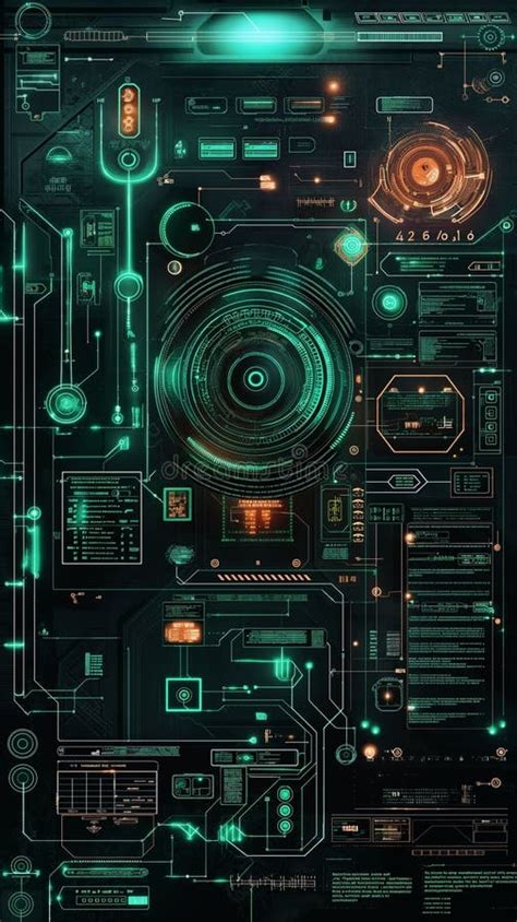 Computer Screen With Numerous Green Lights Stock Illustration
