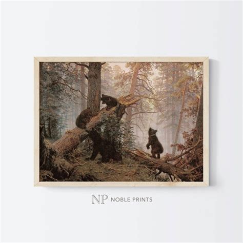 Vintage Bear Art Printable Forest Wall Art Bear Painting Etsy