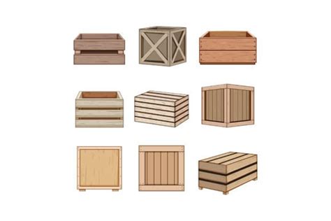Wooden Crate Set Cartoon Vector Illustra Graphic By Pikepicture Creative Fabrica