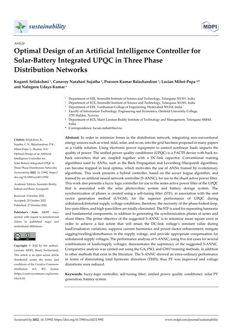 Pdf Optimal Design Of An Artificial Intelligence Controller For Solar