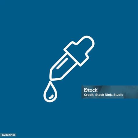 파란색 배경에 드롭퍼 선 아이콘입니다 블루 플랫 스타일 벡터 일러스트 건강관리와 의술에 대한 스톡 벡터 아트 및 기타 이미지 건강관리와 의술 건강한 생활방식 격리