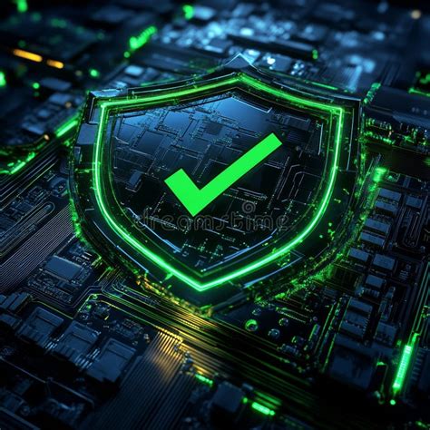 Cybersecurity And Data Protection Are Represented By A Blue Shield Featuring A Green Checkmark