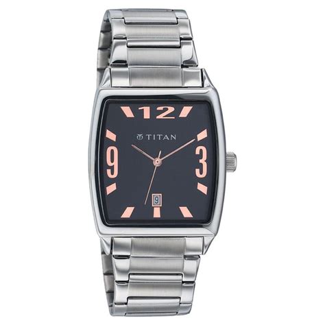 Buy Online Titan Quartz Analog With Date Black Dial Stainless Steel
