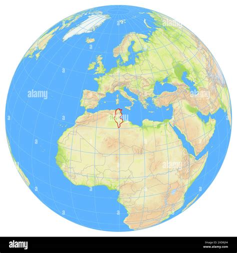 View Of The Earth From Space Showing The Location Of The Country Tunisia In Africa The Country