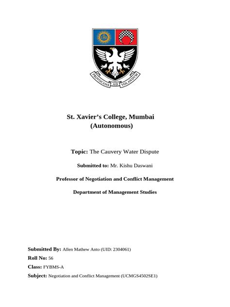 Final The Cauvery Water Dispute Pdf