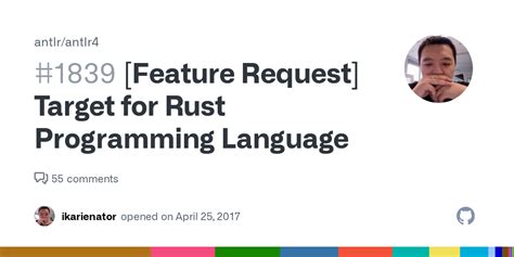 Feature Request Target For Rust Programming Language Issue Antlr Antlr GitHub