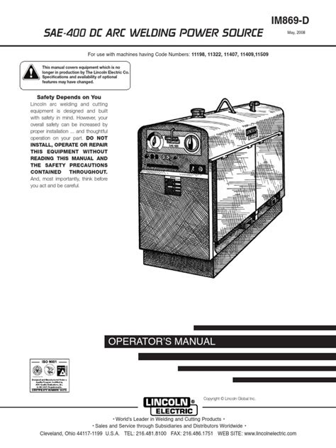 Manual De Usuario Soldadora Lincoln Sae 400 Pdf Welding Construction