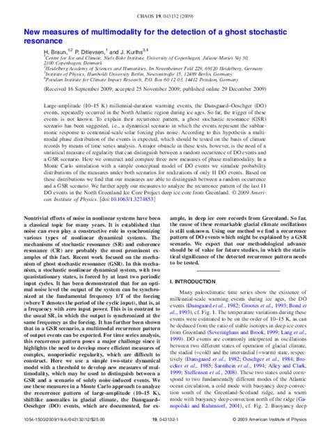 Pdf New Measures Of Multimodality For The Detection Of A Ghost