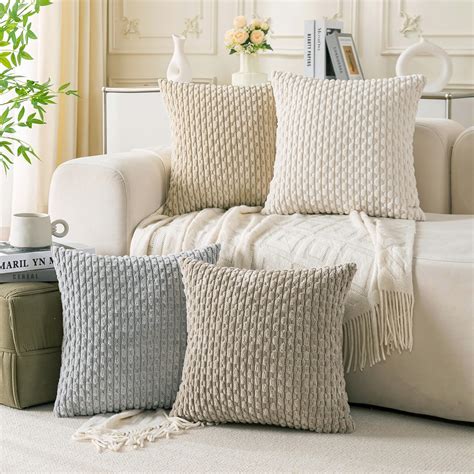 Miulee Light Grey Decorative Throw Pillow Covers 18x18 Inch