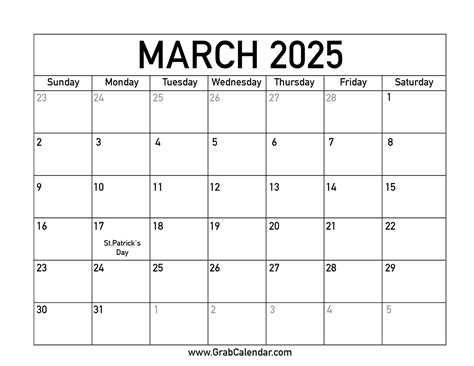 2025 March Calendar Pdf Version Printable Cornie Kerrie