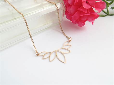 Rose Gold Lotus Necklace Everyday Necklace Stacking Necklace Yoga