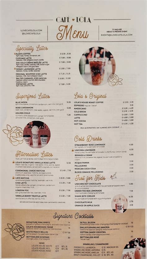 Menu At Cafe Lola Henderson S Eastern Ave 109