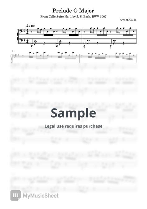 Johann Sebastian Bach Prelude Aus Cello Suite No 1 In G Major Bwv