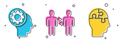 내부에 기어 프로젝트 팀 베이스와 인간의 머리 퍼즐 전략 아이콘으로 인간의 머리를 설정합니다 벡터 0명에 대한 스톡 벡터 아트 및 기타 이미지 Istock