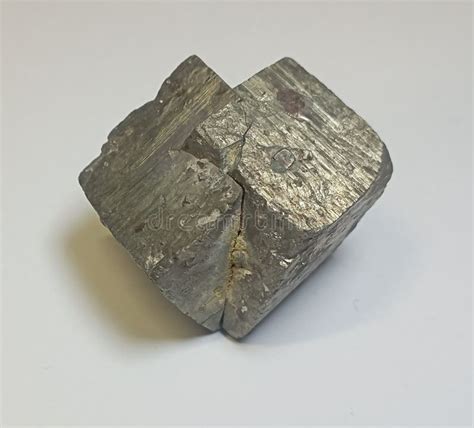 Twinned Brass Metallic Cubic Pyrite Crystals Stock Image Image Of