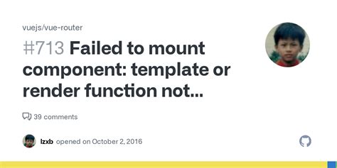 Failed To Mount Component Template Or Render Function Not Defined