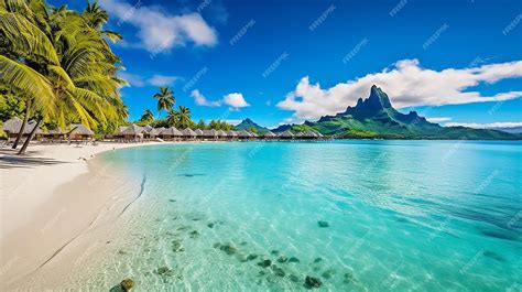 Premium Ai Image Matira Beach On Bora Bora French Polynesia Generative Ai