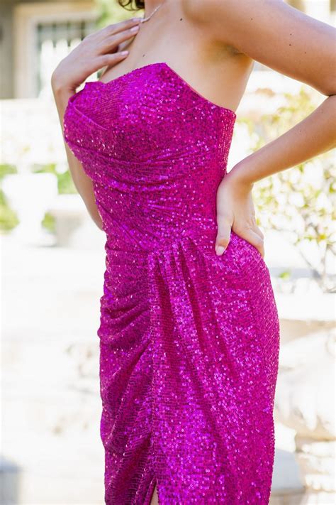 Long Strapless Allover Sequin Prom Dress Promgirl